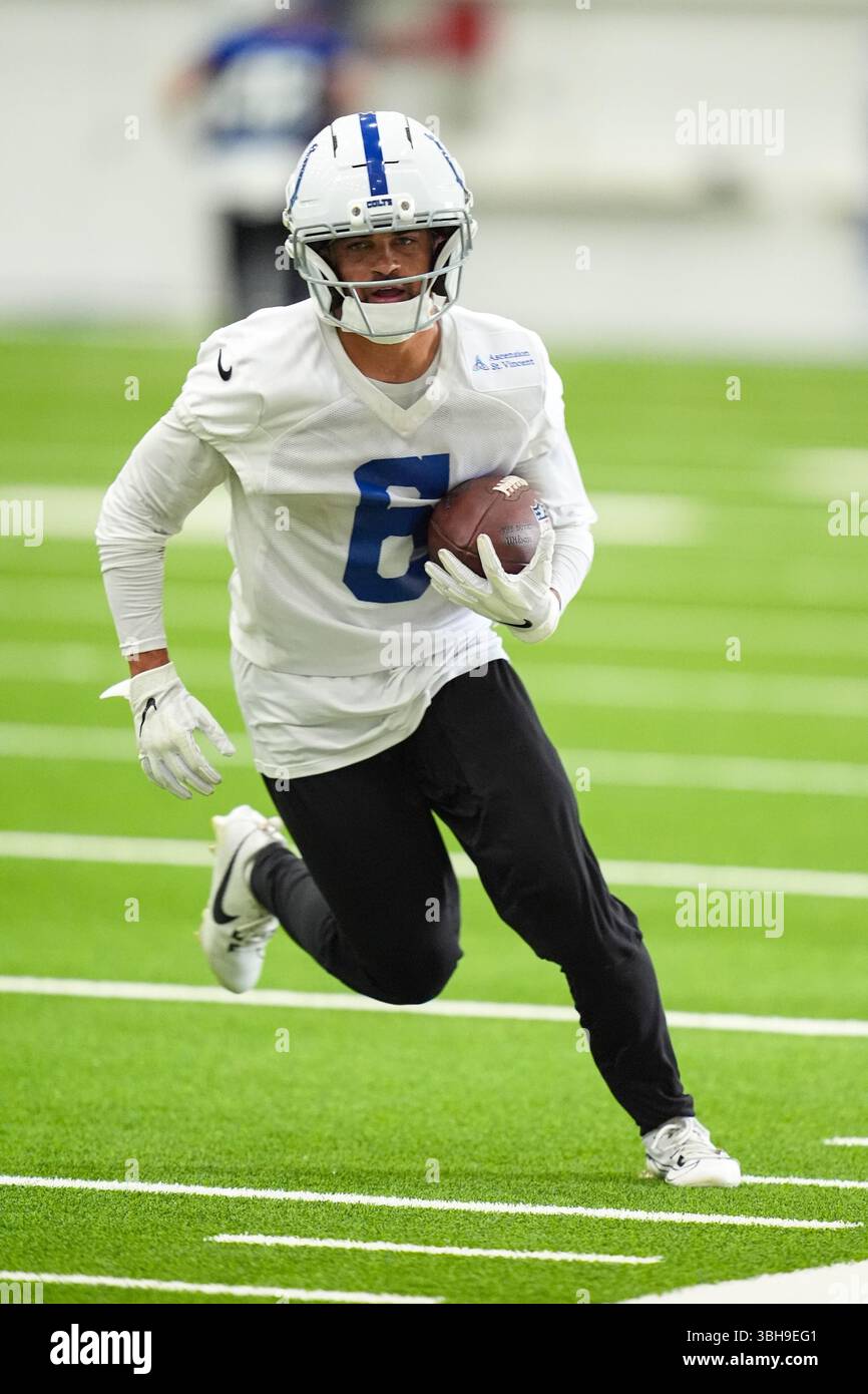 Indianapolis Colts wide receiver Landon Parker (8) runs after a catch ...