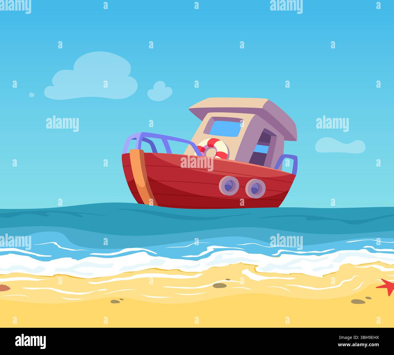 Cartoon boat cruise travel sea hi-res stock photography and images - Alamy