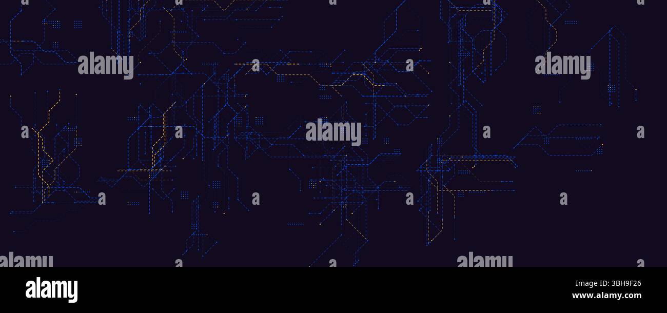 Futuristic Data Grid Neon Lines. Abstract tech background in dark mode ...