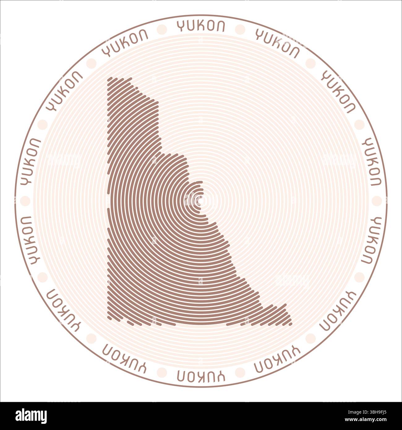 Yukon round logo design. Province shape built of rings. Yukon text ...