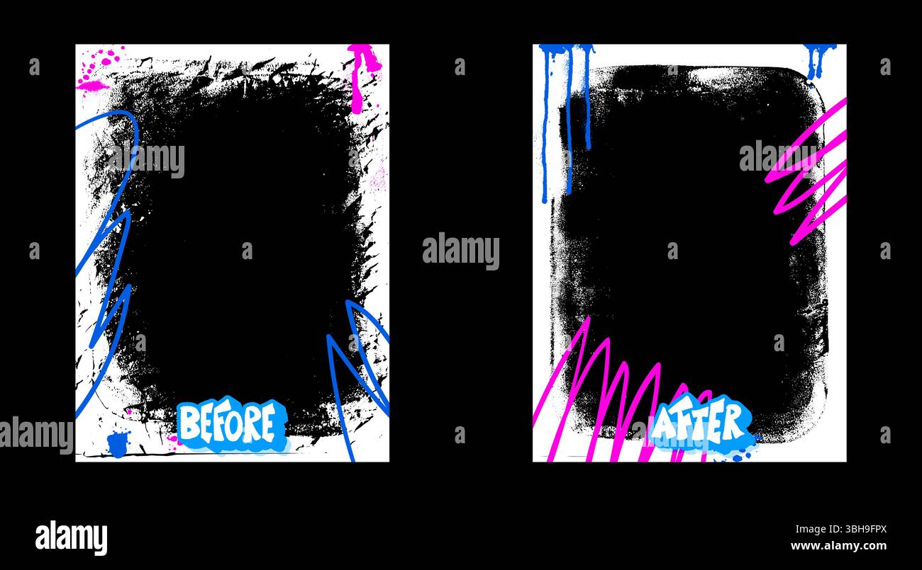 Before and after punk template. Graffiti frames for photo comparison ...