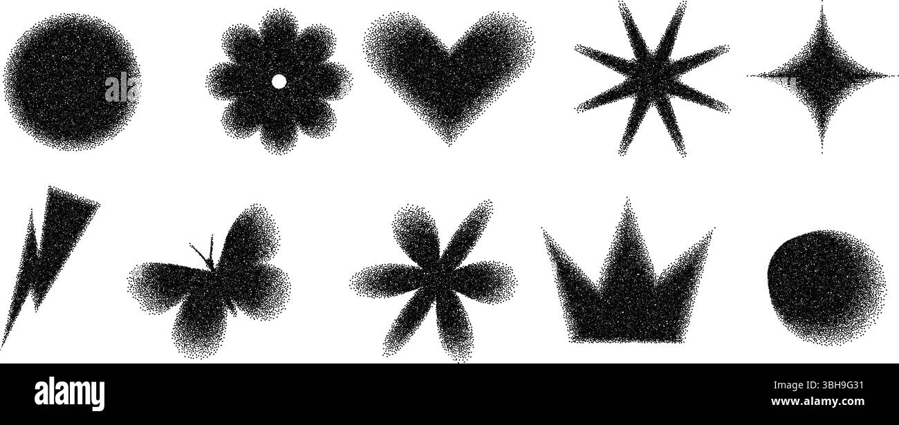 Geometric figures with grain noise gradient texture. Y2k retro ...