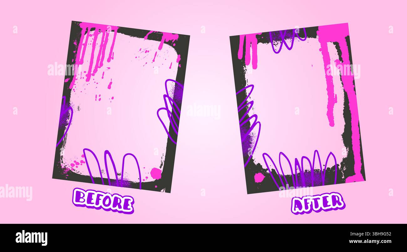 Before and after template. Graffiti collage frames for comparison ...