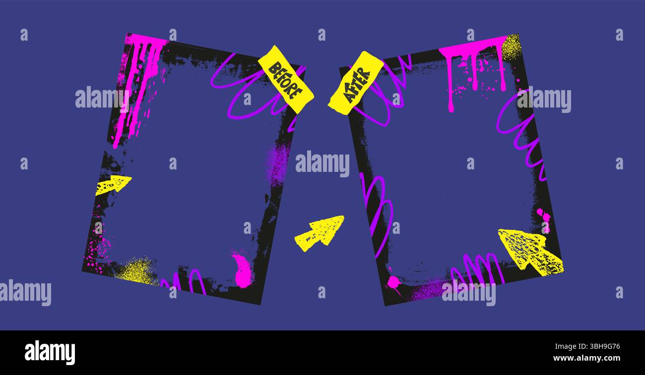 Before and after punk collage template. Graffiti frames for photo ...