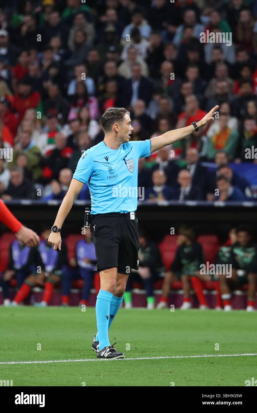 MUNICH, GERMANY - JUNE 8: referee Sandro Schaerer of Switzerland during ...