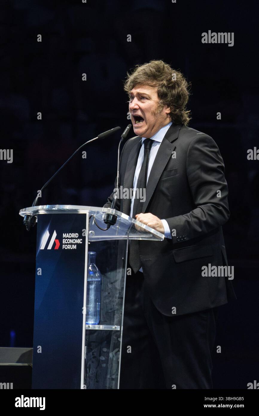 The president of Argentina Javier Milei during the conference at the ...