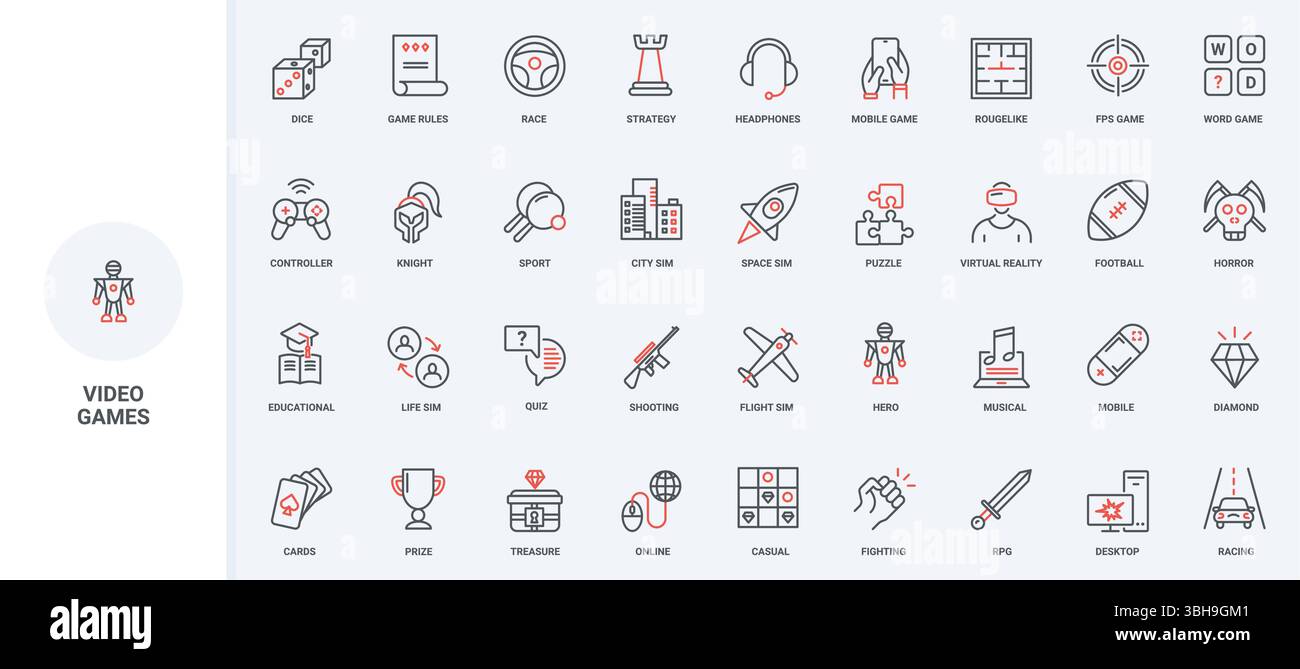 Video and online games for computer, mobile app on phone line icon set ...