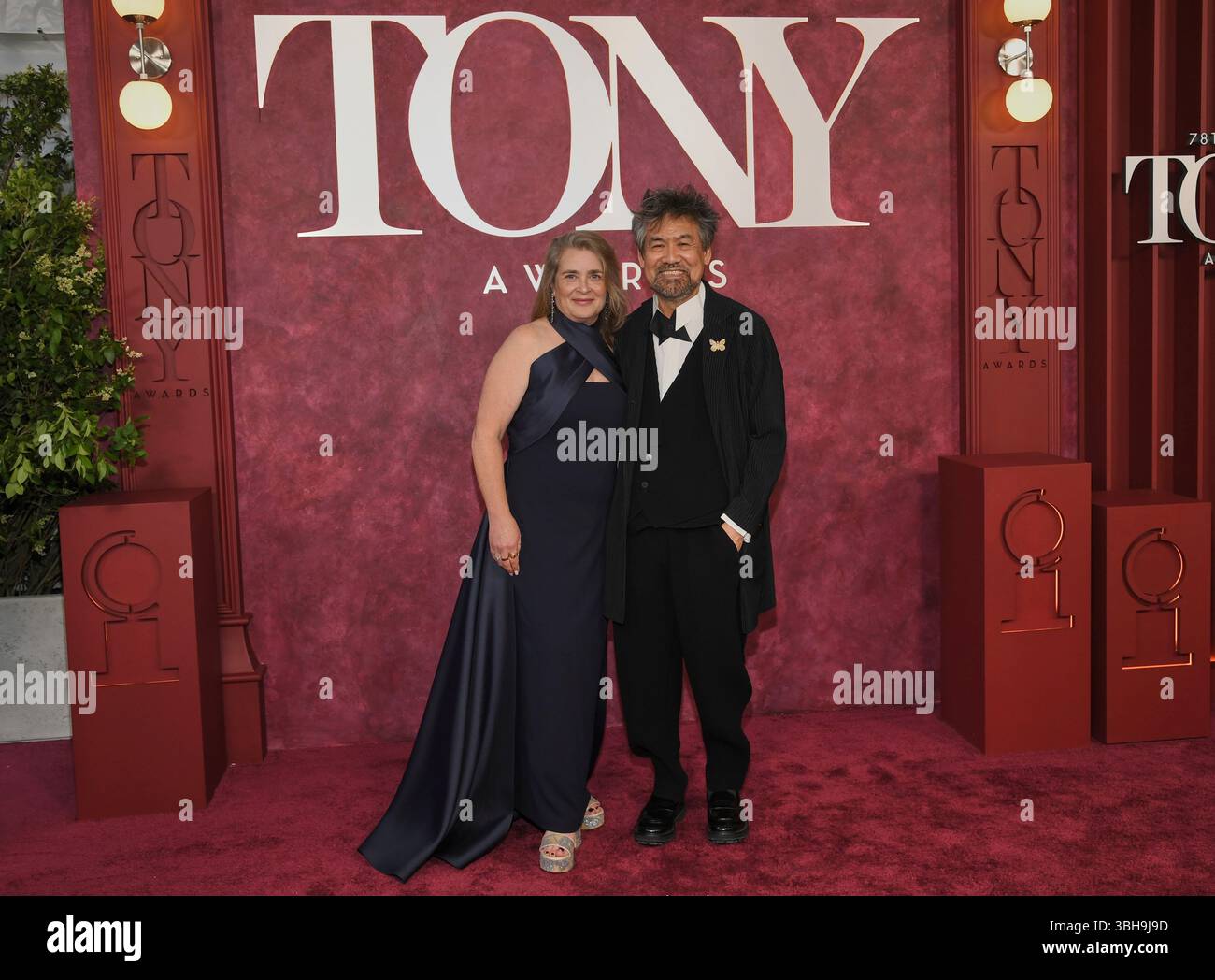 Kathryn Layng, left, and David Henry Hwang arrive at the 78th Tony ...