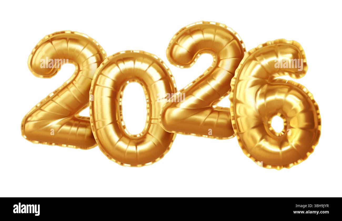 Gold Balloon Numbers Depicting the Year 2026, Perfect for Party Events ...