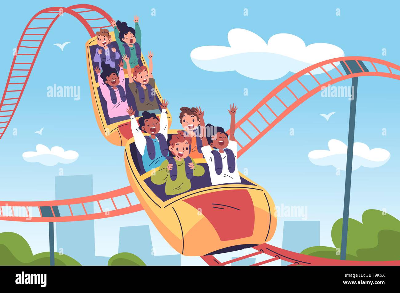 Rollercoaster screaming group Stock Vector Images - Alamy