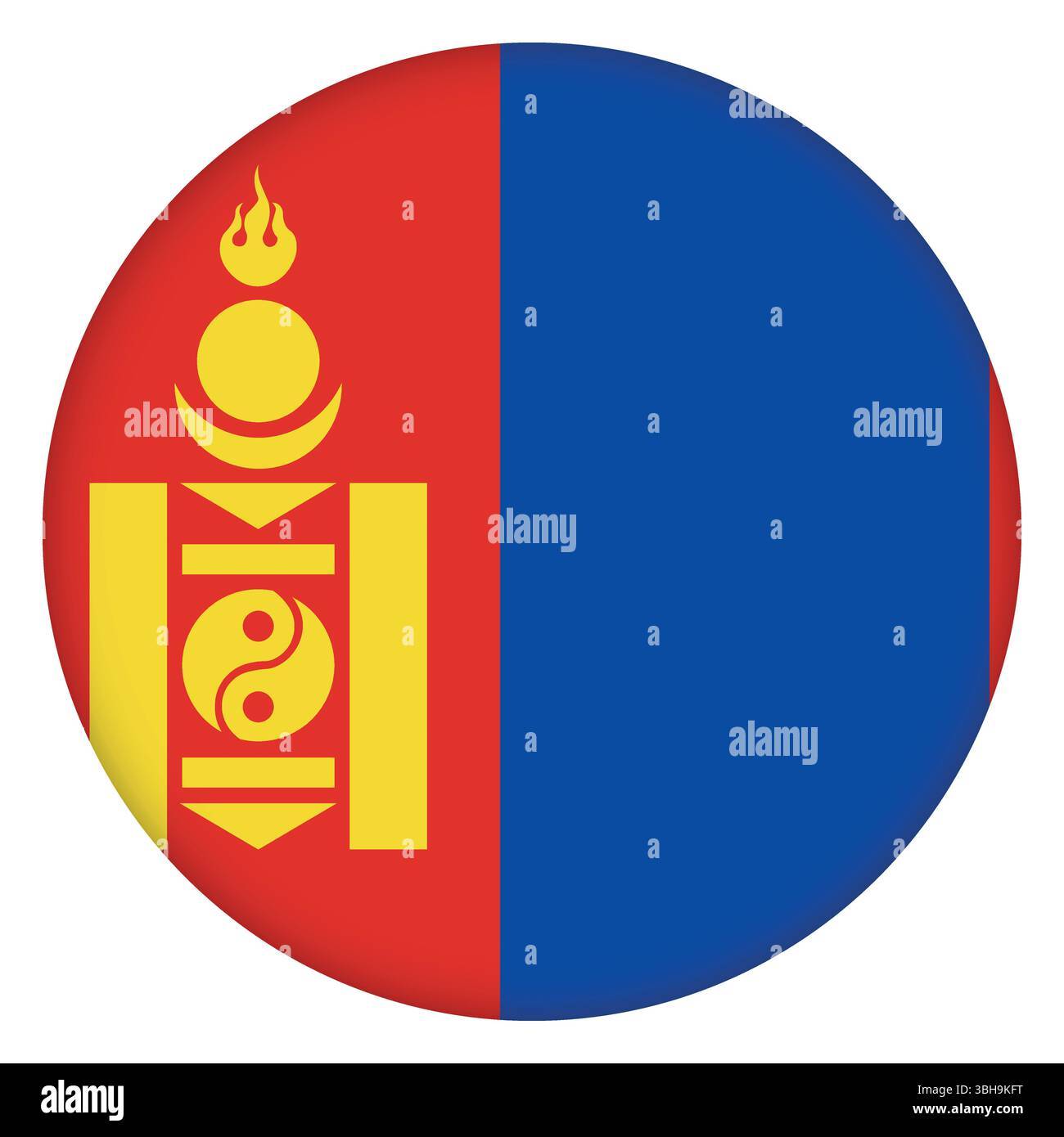 Glass light ball with flag of Mongolia. Round sphere, template icon. Mongolian national symbol ...