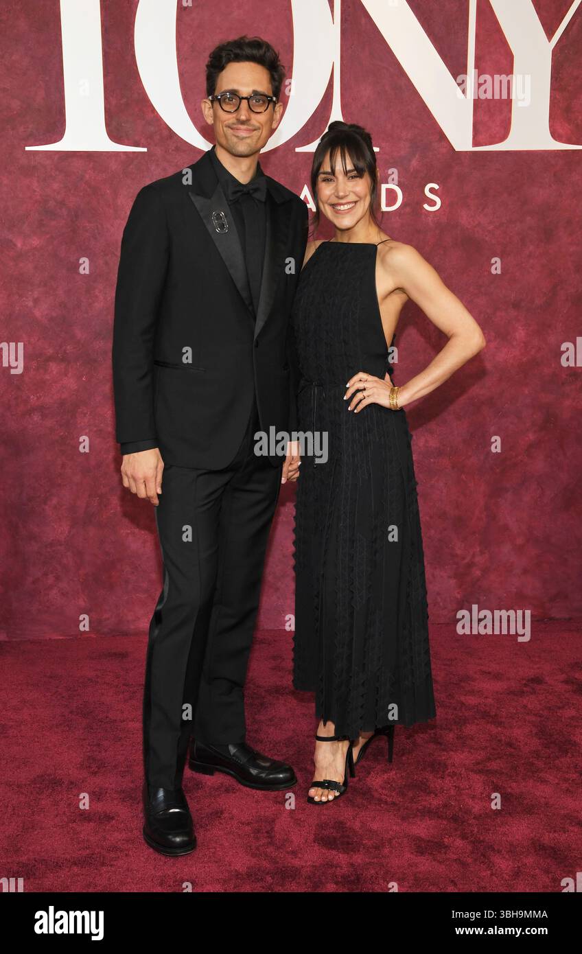 Justin Peck, left, and Patricia Delgado arrive at the 78th Tony Awards ...