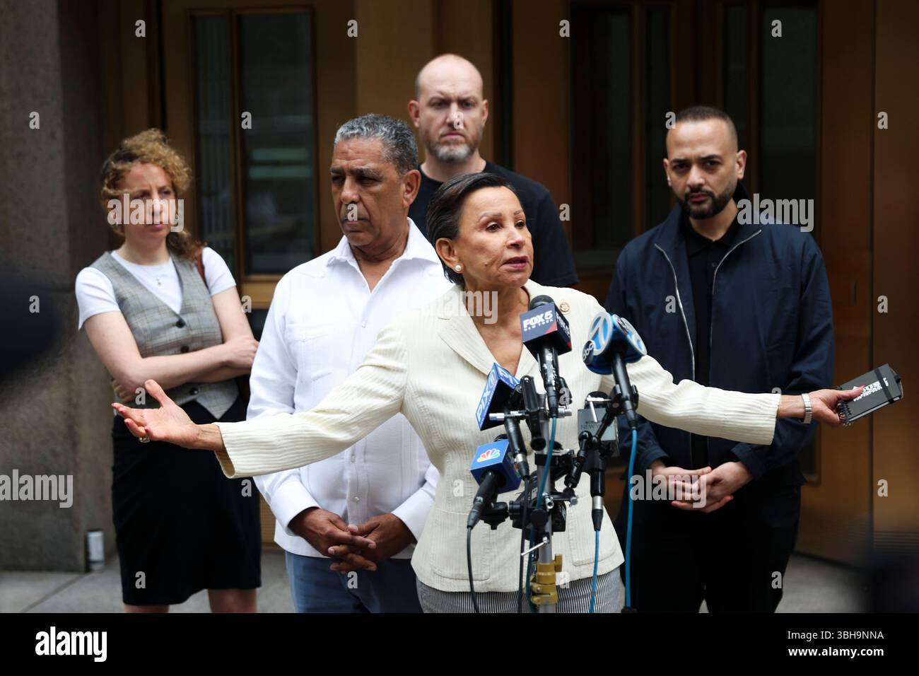 Rep. Nydia Velázquez, D-N.Y., speaks during a press conference across ...