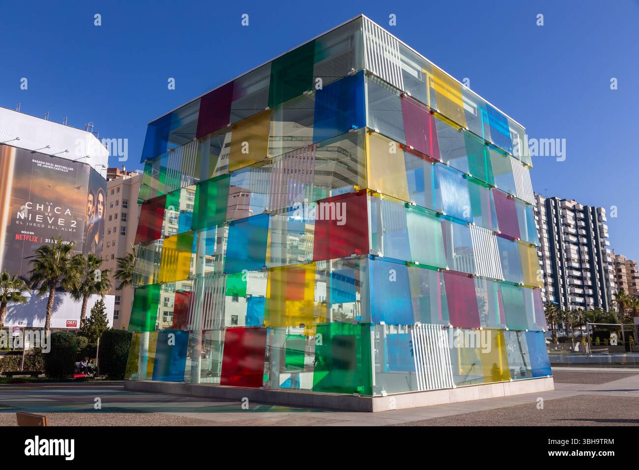 Famous Centre Pompidou Multi Coloured Cube Artwork, Malaga Spain ...