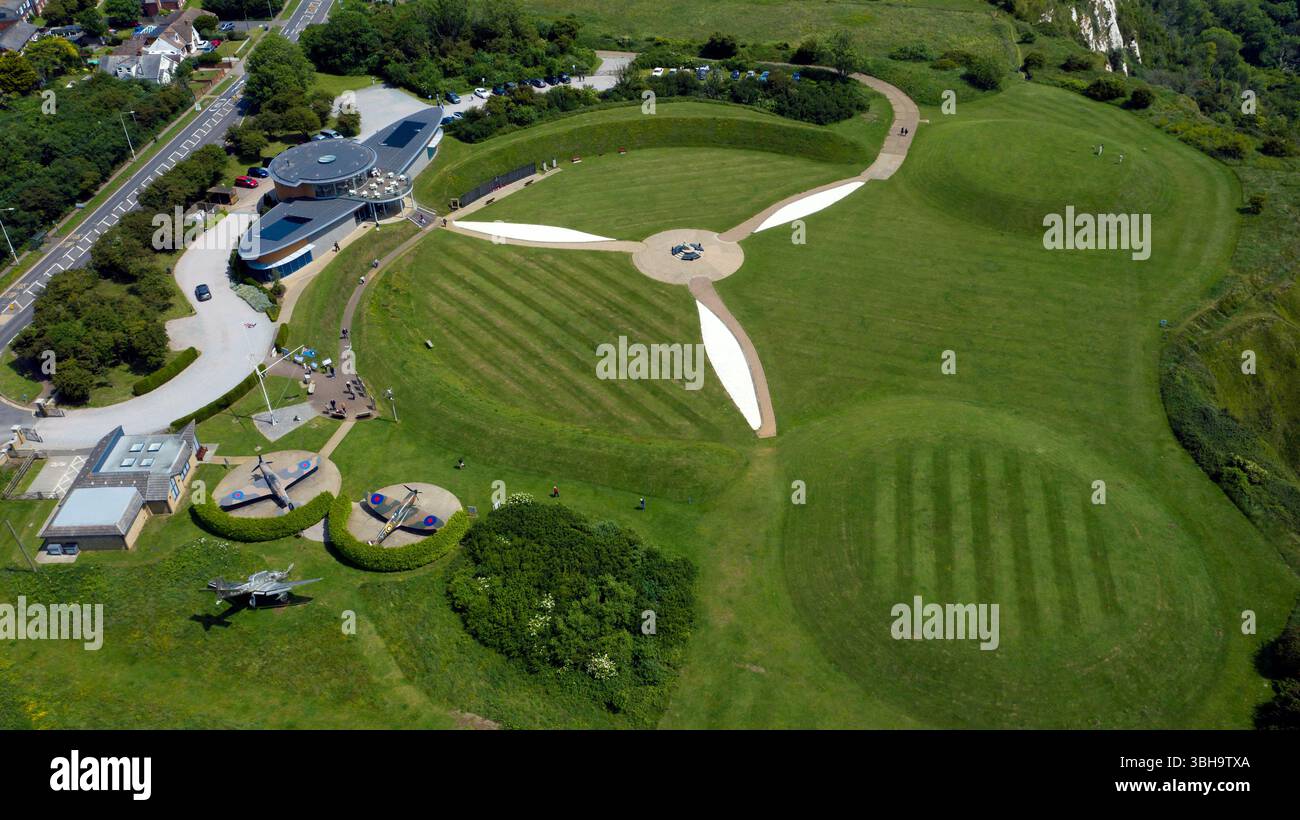 Aerial view of the Battle of Britain Memorial, at Capel-le-Ferne ...