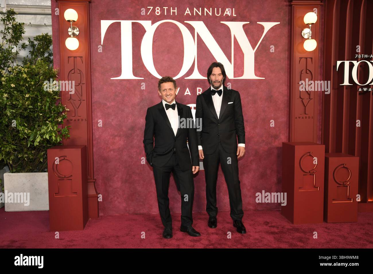 Alex Winter, left, and Keanu Reeves arrive at the 78th Tony Awards on ...