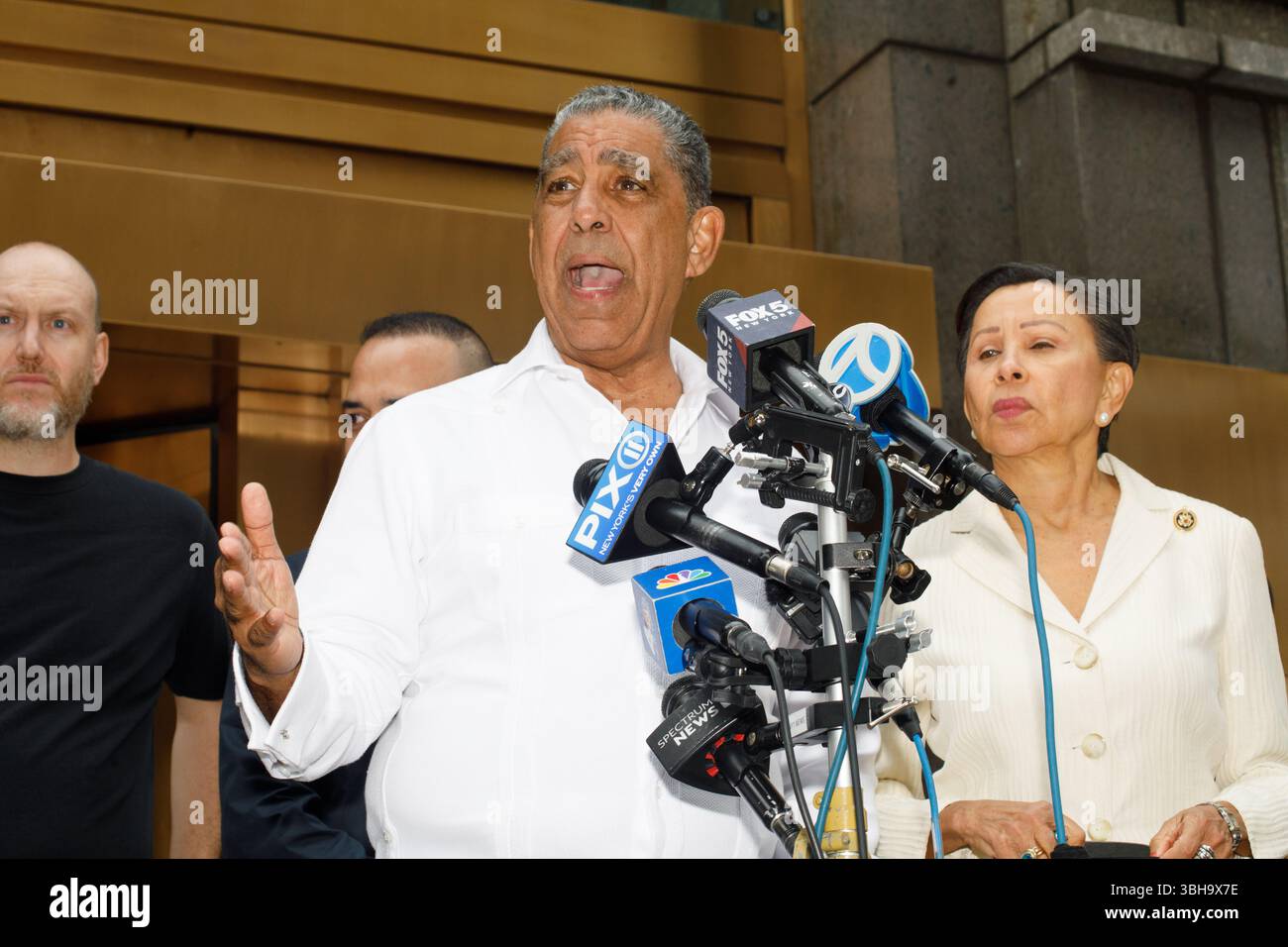 New York, NY. June 8th, 2025, Rep. Adriano Espillat gives a press ...