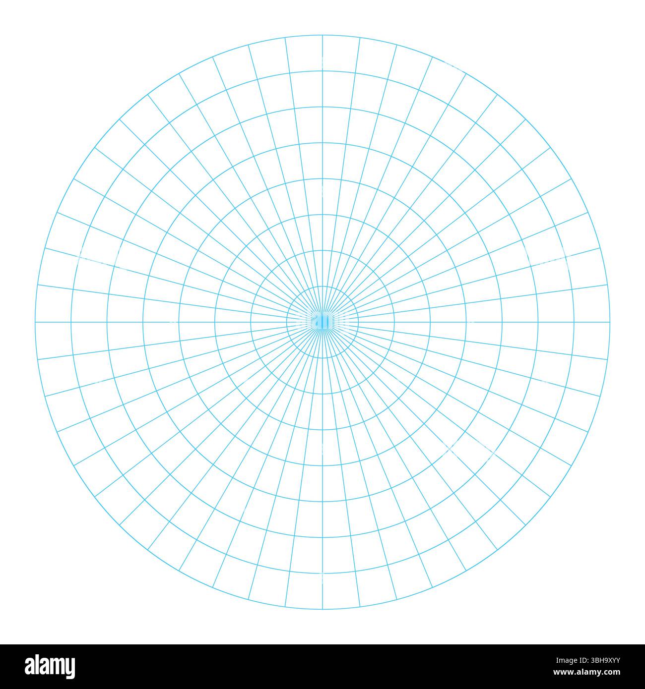 Polar coordinate circular grid isolated on white background. 360 ...