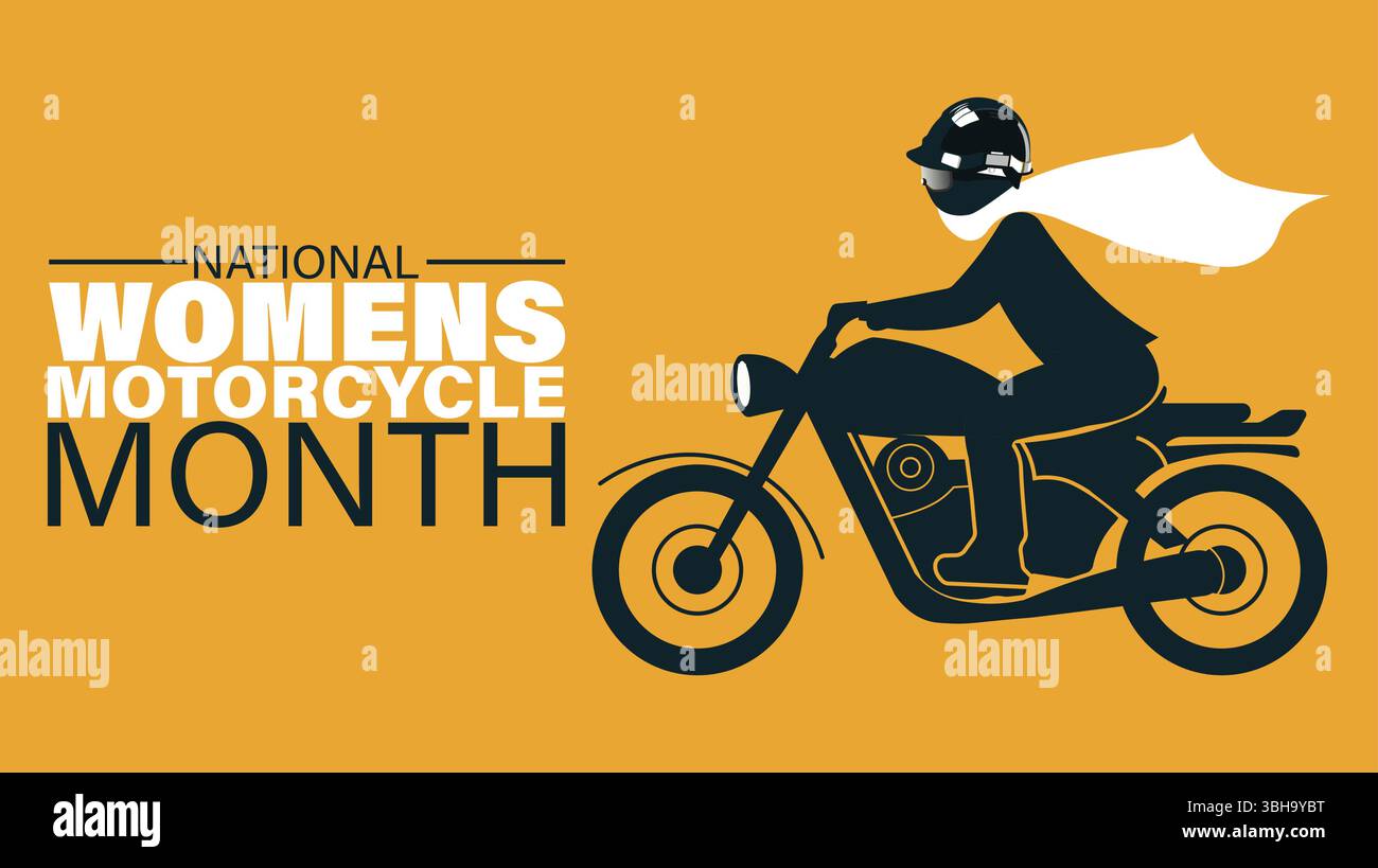 Riding Strong: Celebrating National Womens Motorcycle Month, background template. Holiday ...