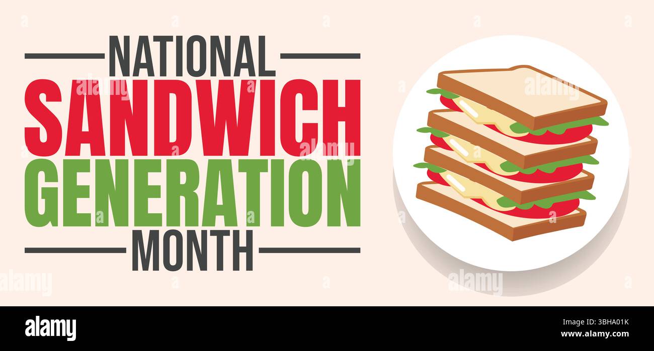 National Sandwich Generation Month background template. Shining Light ...