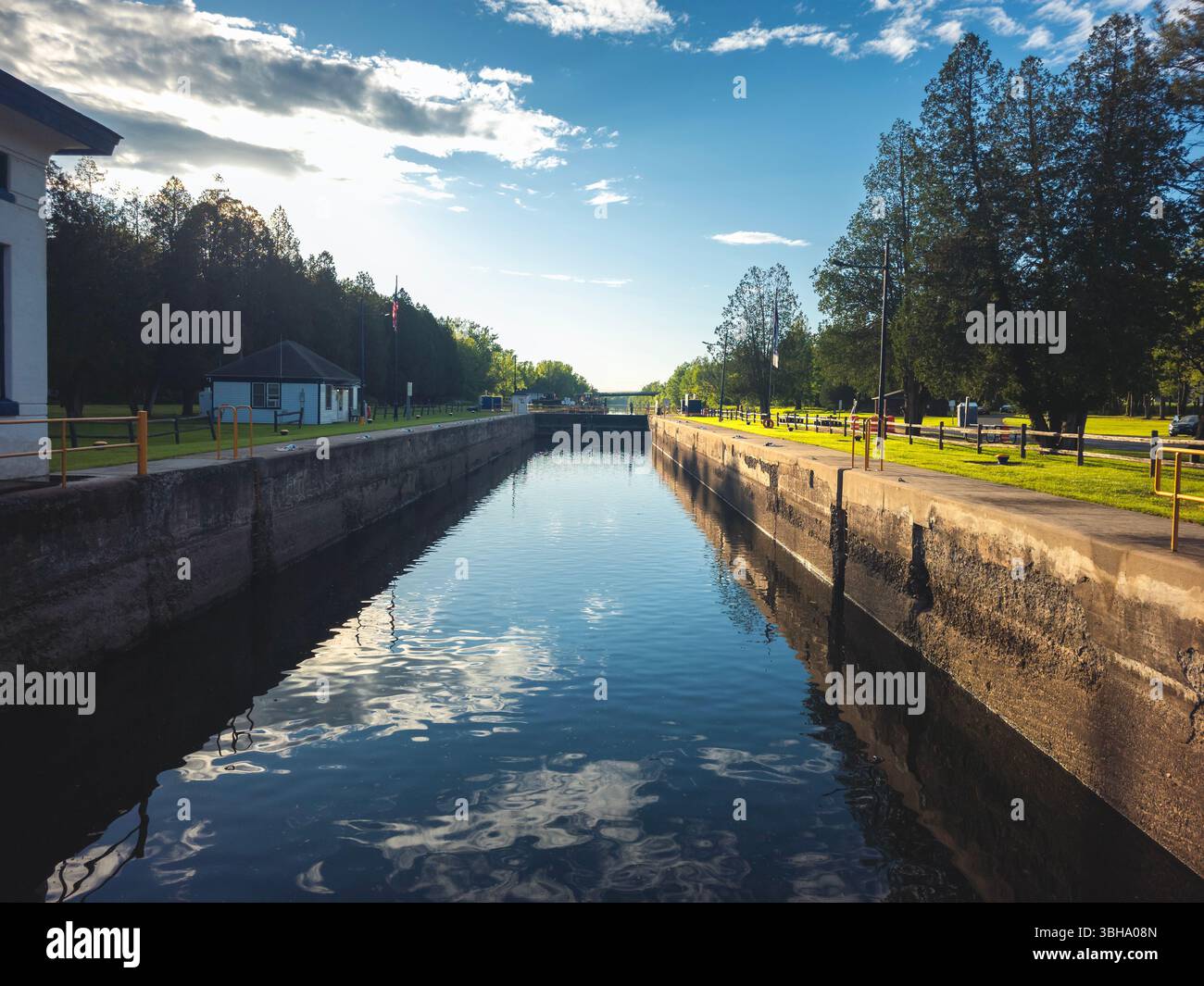 Ultra-wide view of Lock 20 State Canal Park located at Marcy, New York ...