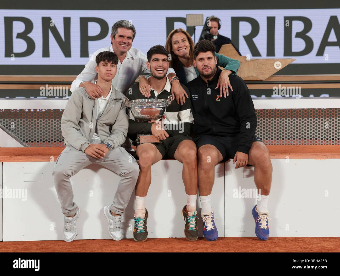 Paris, France. 08th June, 2025. Winner Carlos Alcaraz of Spain poses ...