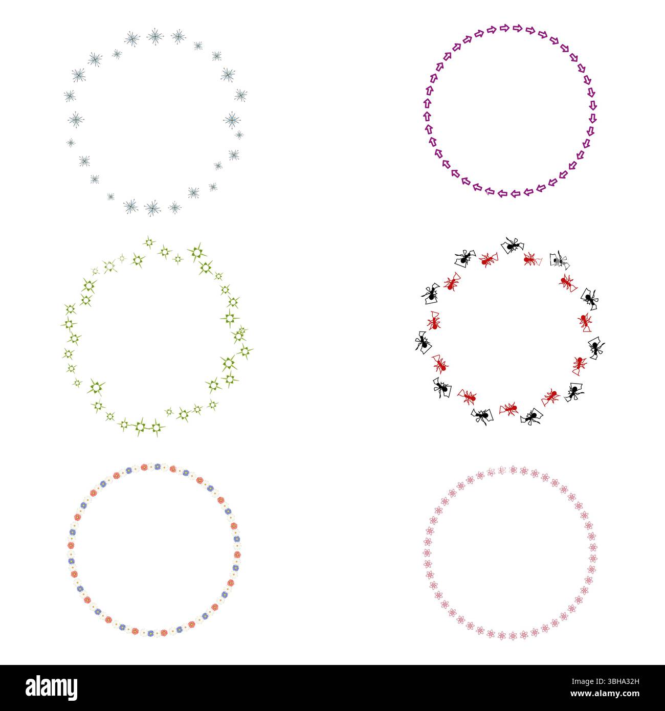 Round frame icons. Circle border symbols. Decorative pattern elements ...