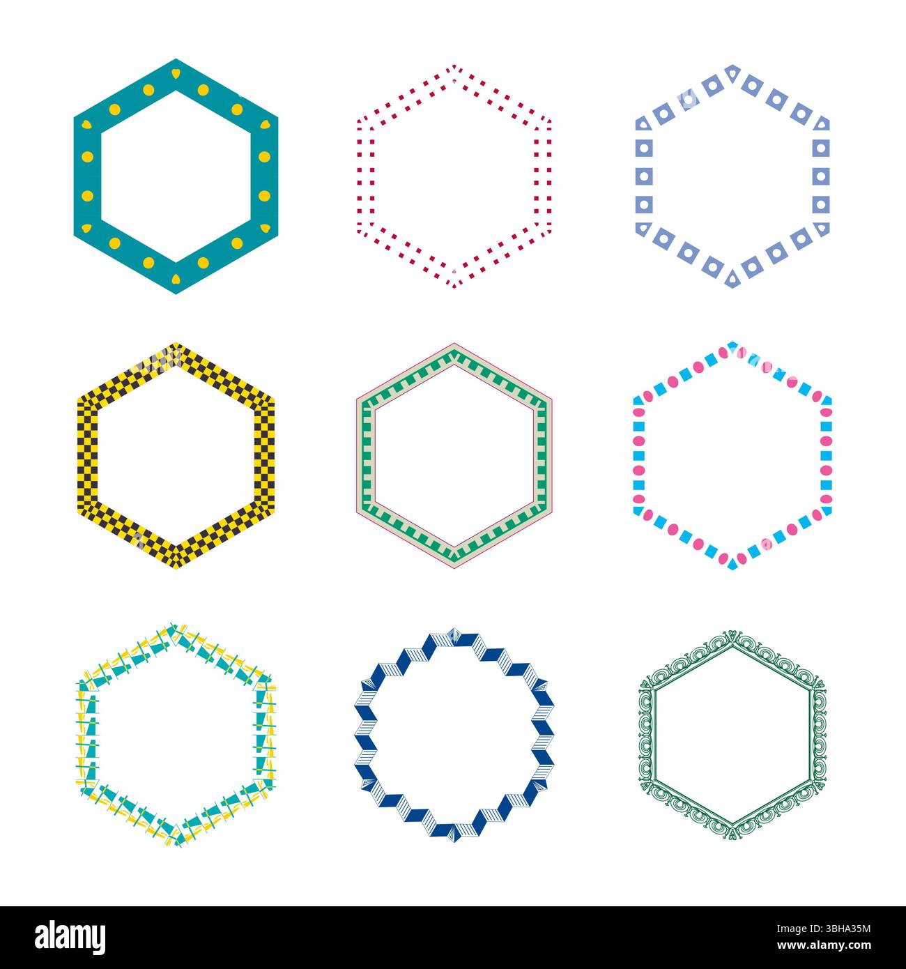 Dotted hexagon frame. Pattern vector shape. Geometric border symbol ...