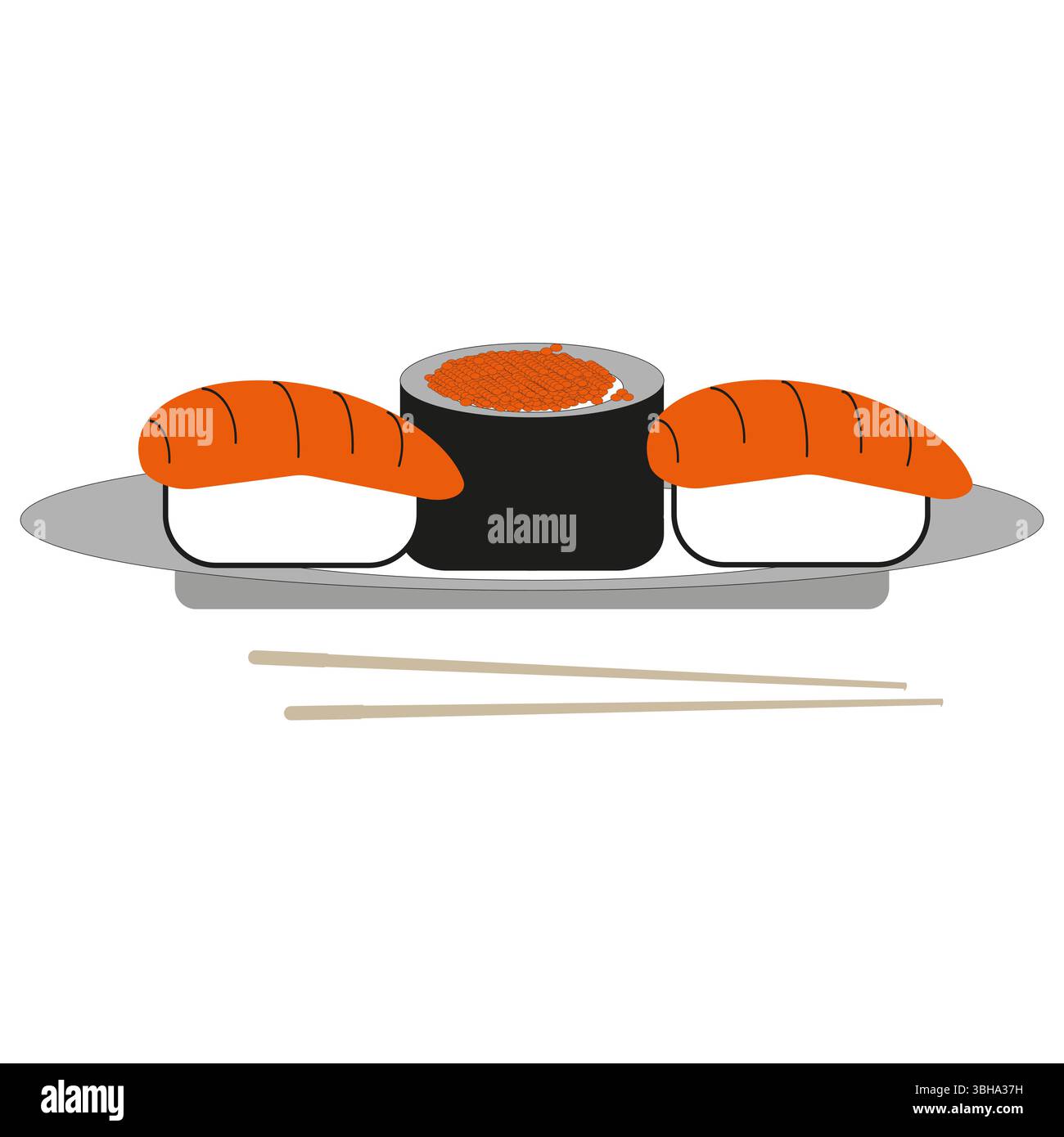 Salmon nigiri on plate Stock Vector Images - Alamy