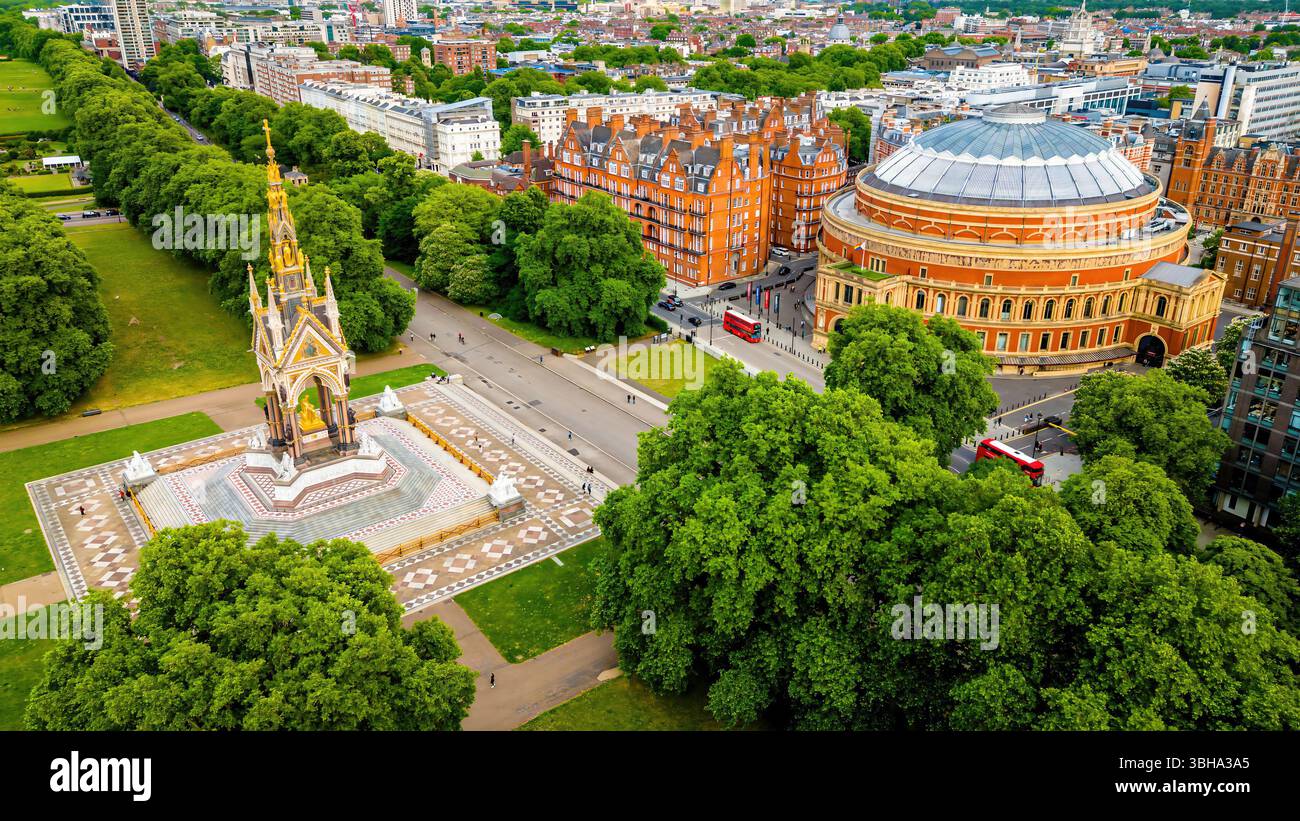 Drone image of the iconic Royal Albert Hall in London, perfect for ...