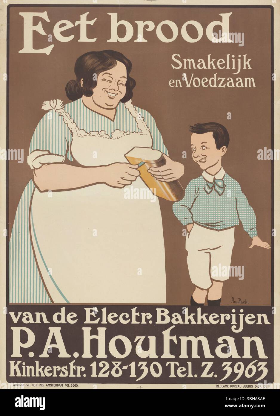 Poster for bread from the electric bakeries P.A. Houtman, Kinkerstraat ...