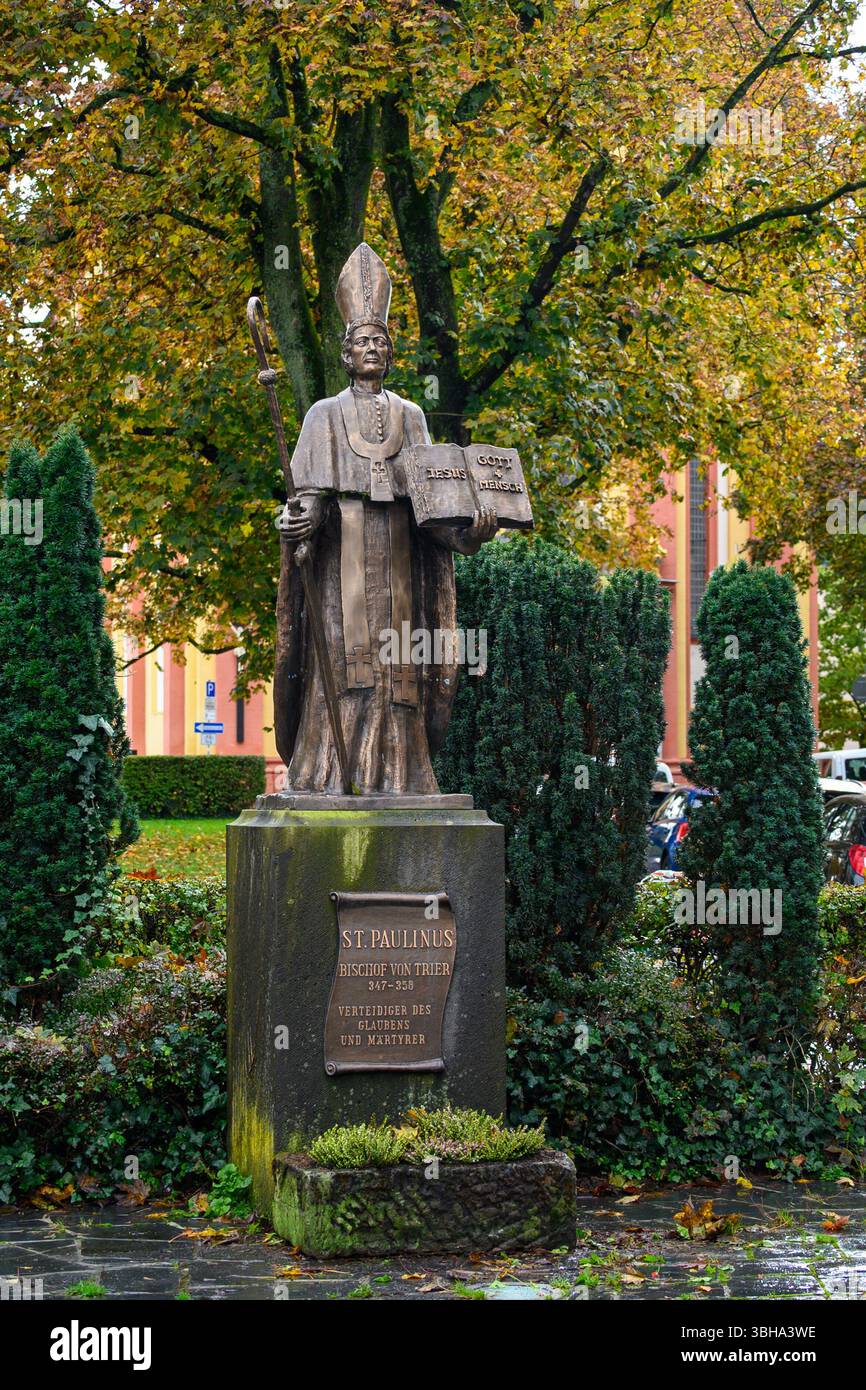 Saint Paulinus of Trier – a bronze statue near the Basilica of St ...
