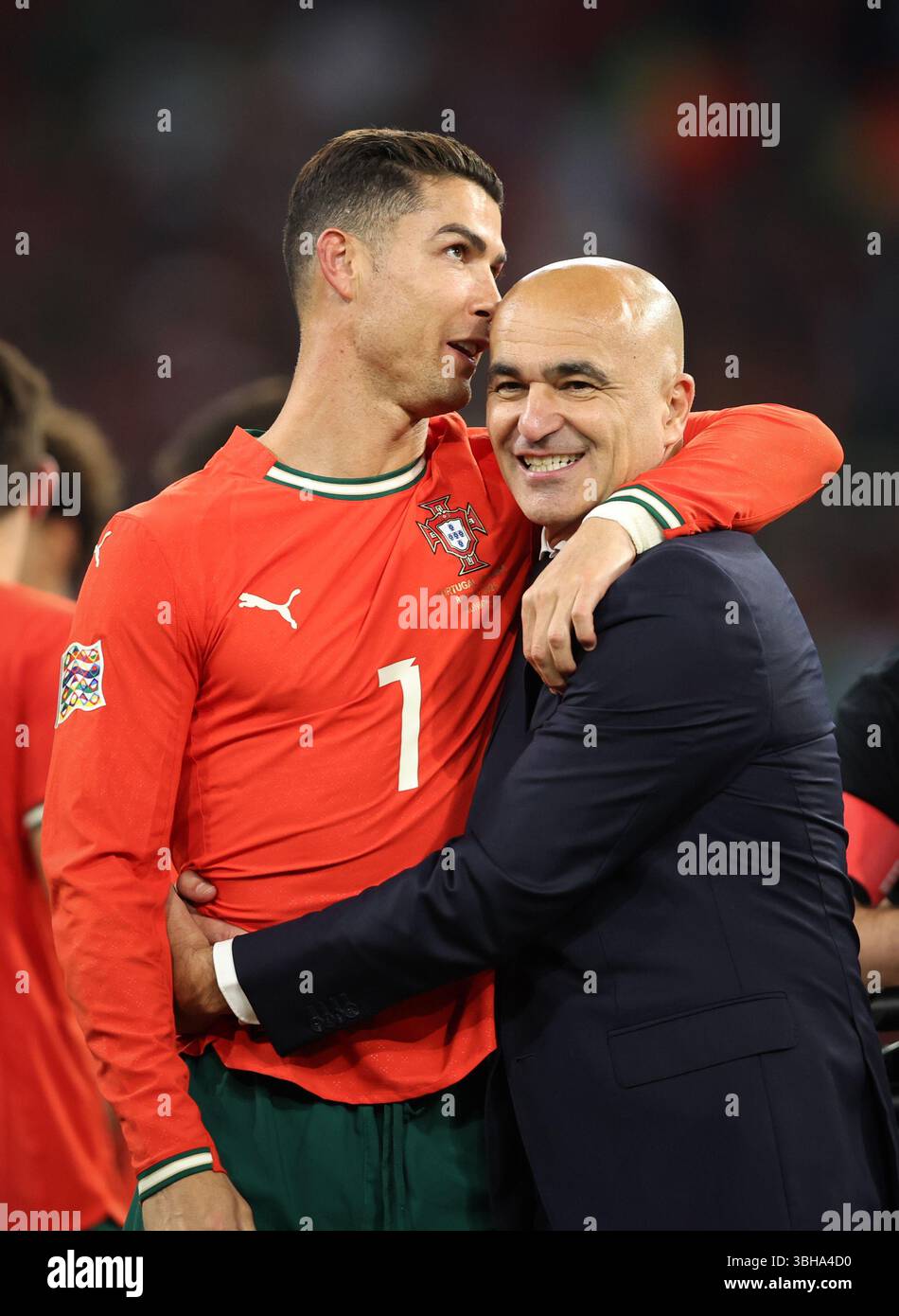 MUNICH, GERMANY - JUNE 08: Cristiano Ronaldo of Portugal celebrates ...