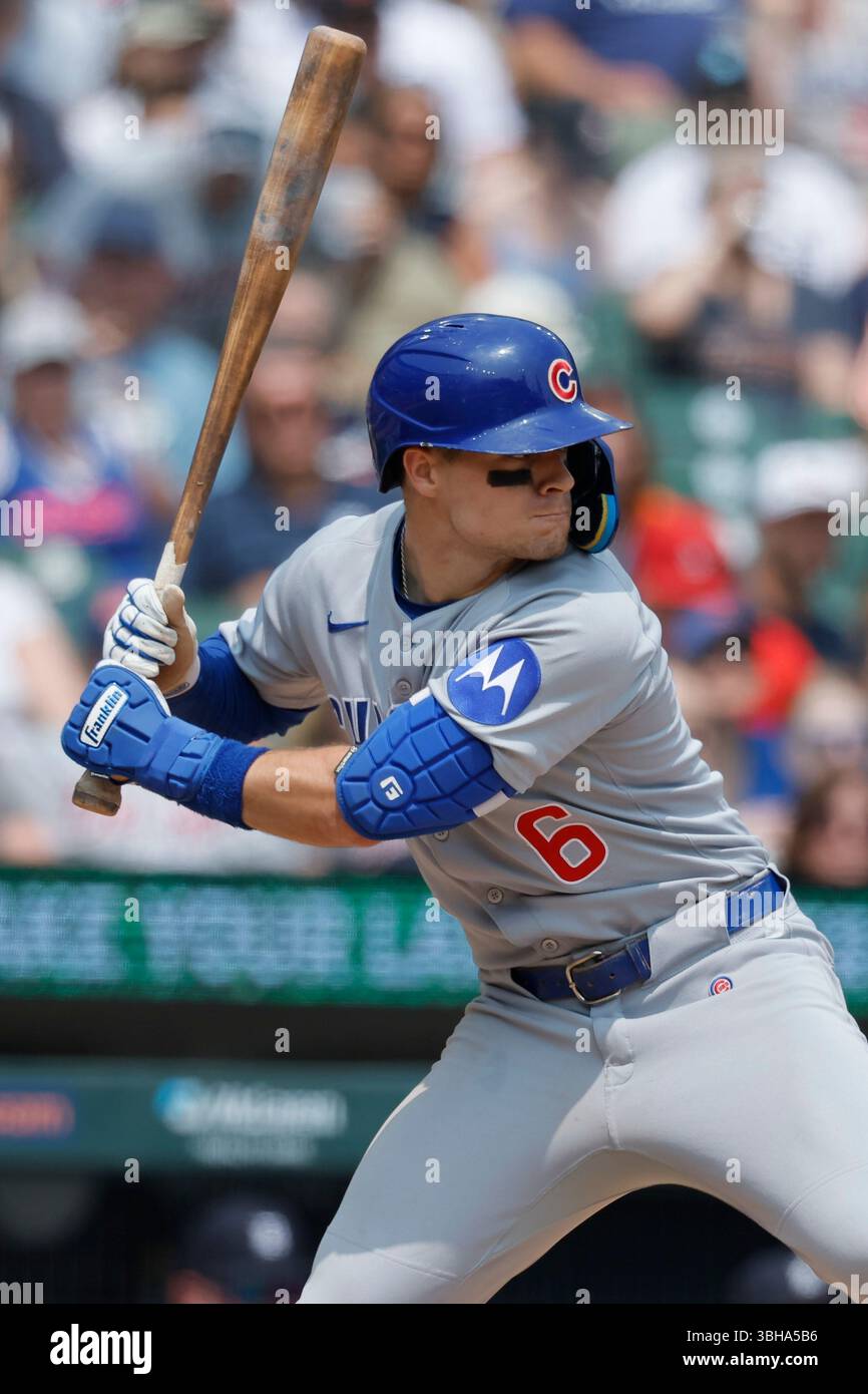 Chicago Cubs' Matt Shaw bats against the Detroit Tigers during the ...