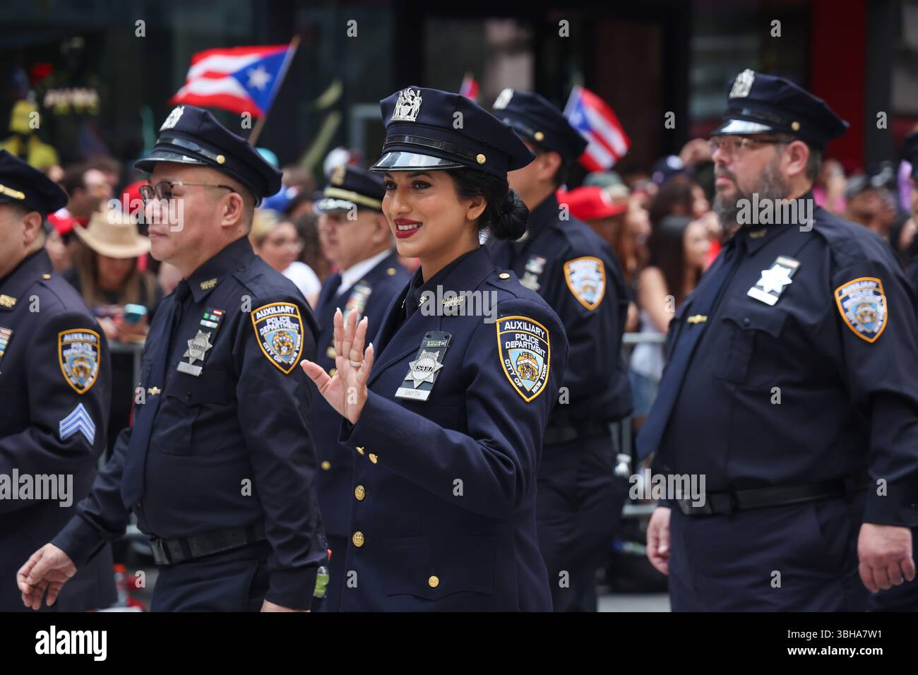 Police officers march in the 68th Annual Puerto Rican Day Parade on 5th ...