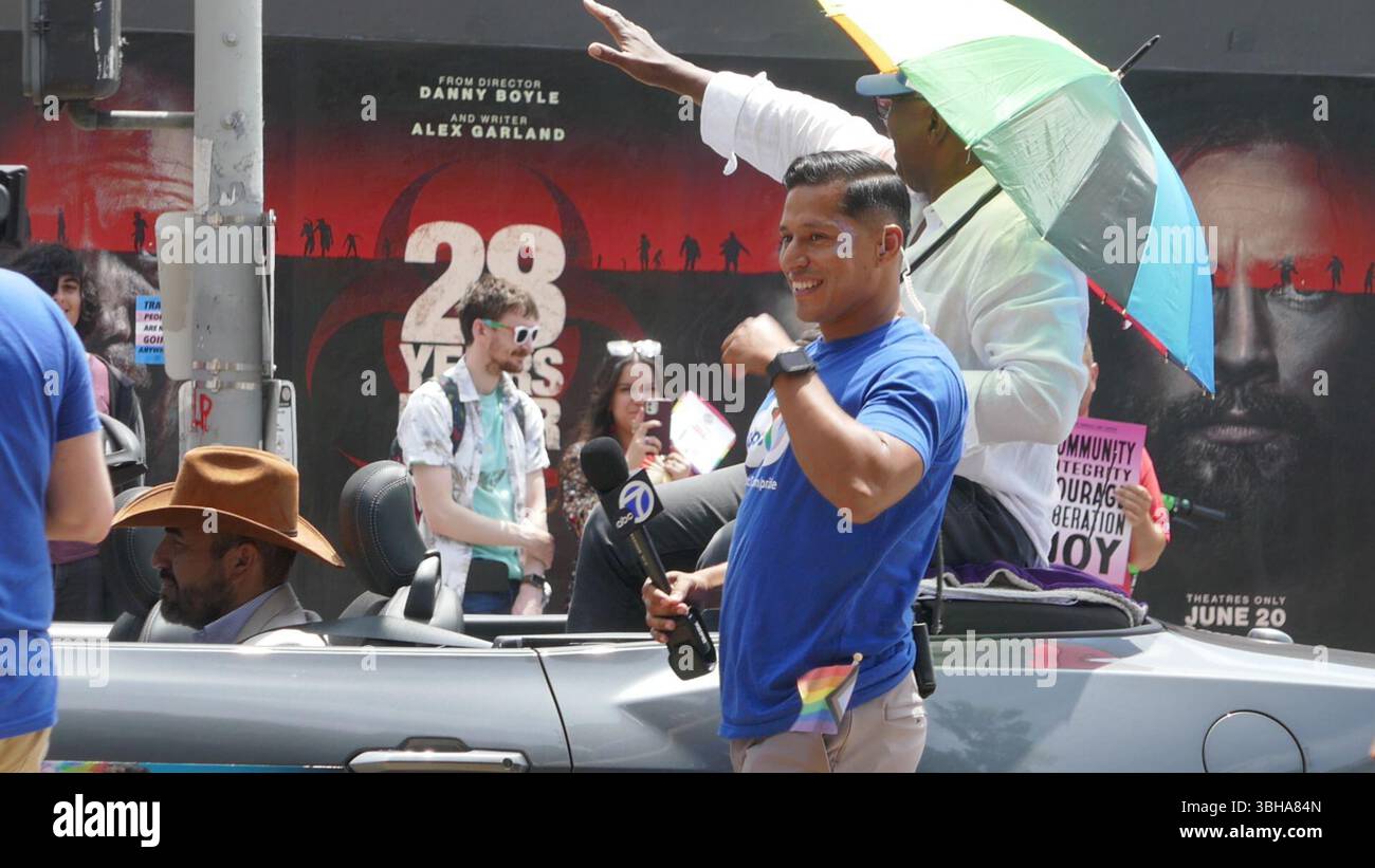 Los Angeles, California, USA 8th June 2025 News Anchor Marc Brown and Journalist David Gonzalez ...