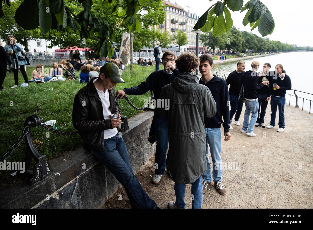 Revellers seen near by The Lakes in Copenhagen during Copenhagen ...