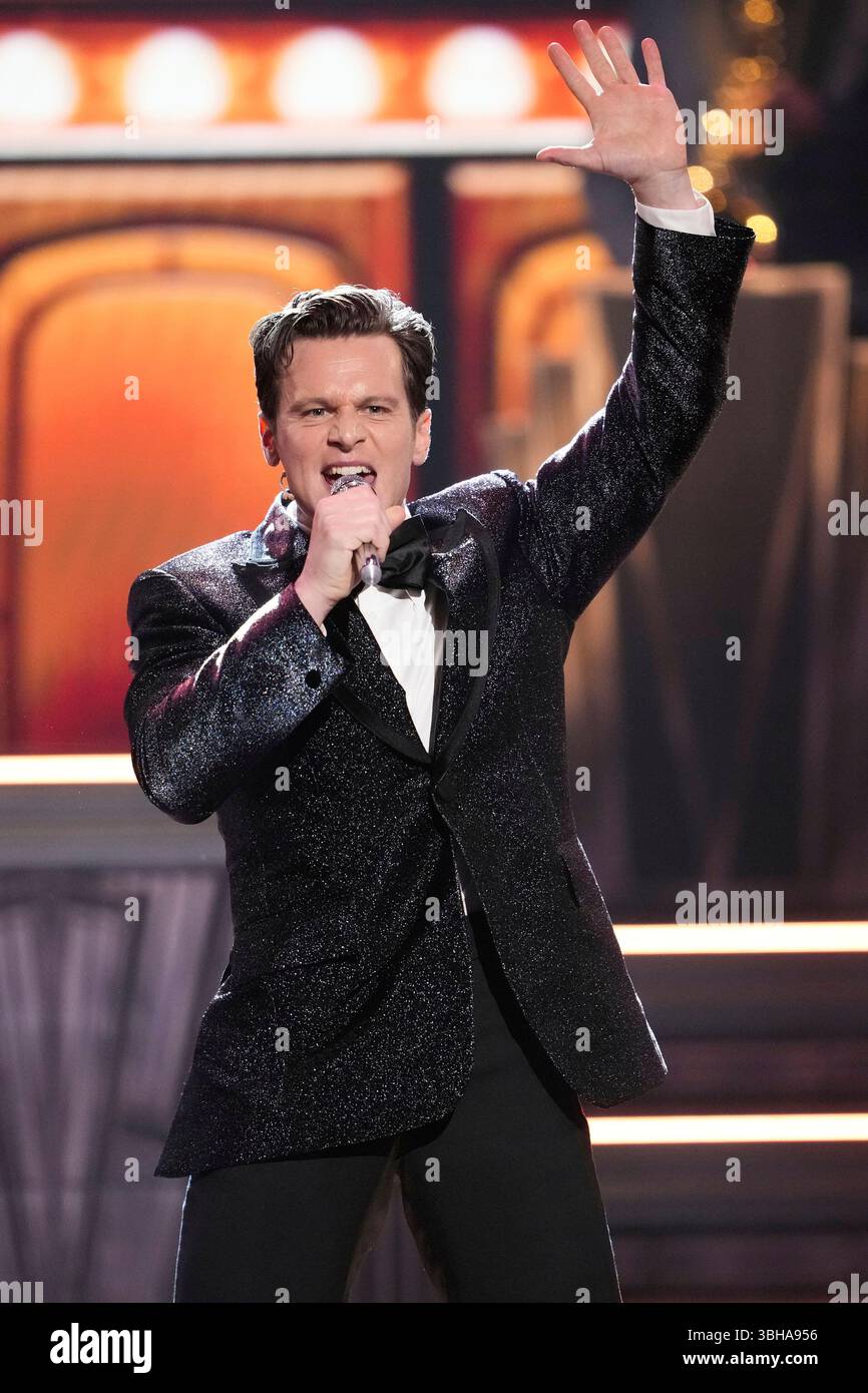 Jonathan Groff performs a medley "Just in Time" during the 78th Tony ...