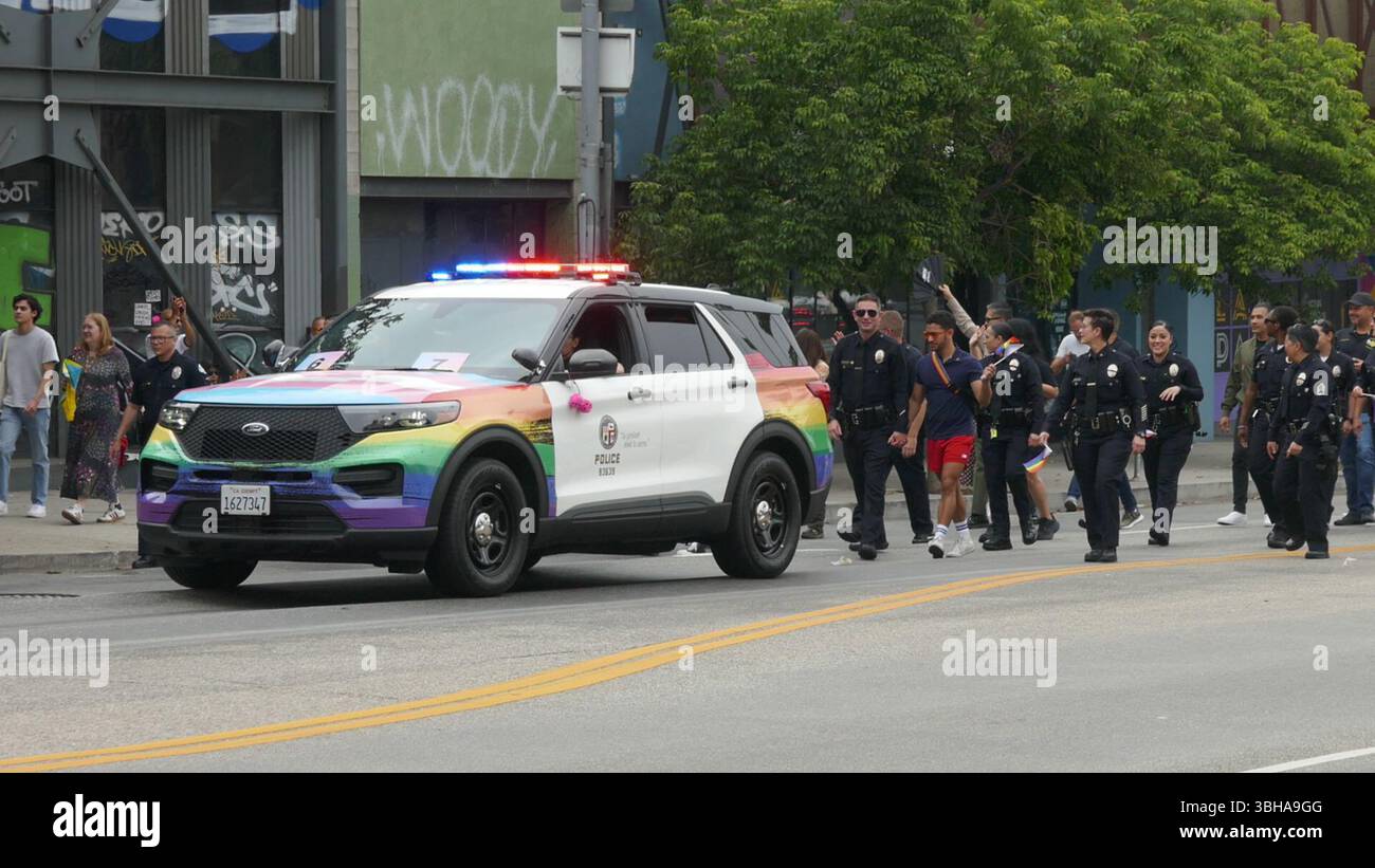 Los Angeles, California, USA 8th June 2025 Los Angeles Police Department at LA Pride Parade on ...