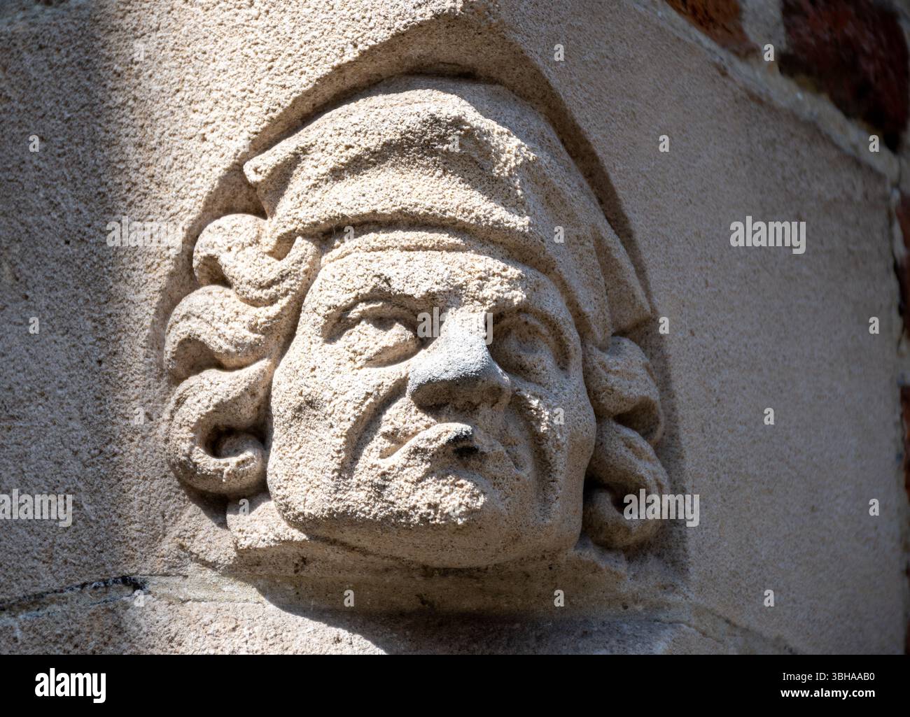 Decor detail man face of medieval houses facades in the centre of ...