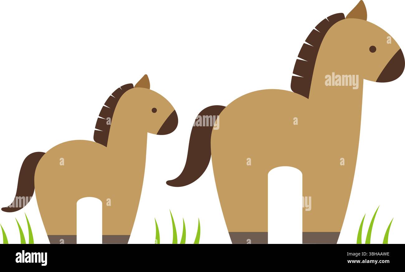 A Cute Cartoonish Horse Family Vector Flat Style Illustration Isolated ...