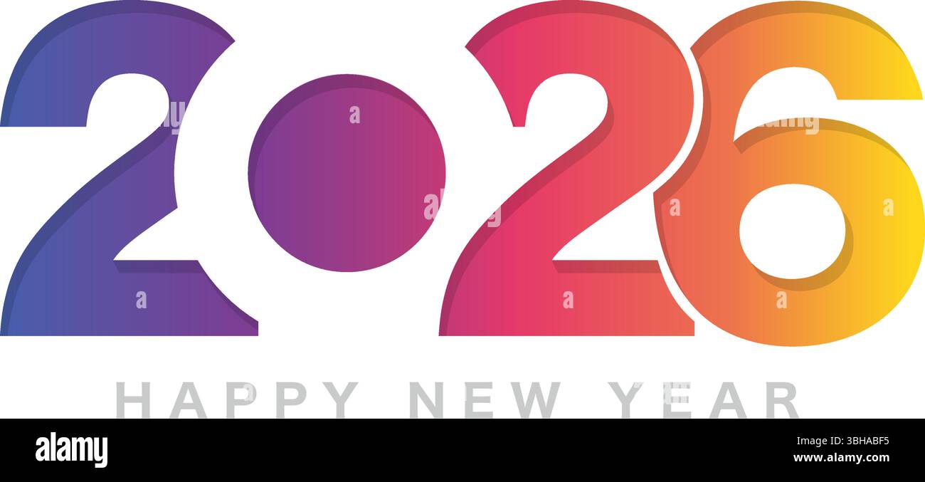 The Year 2026 New Year’s Greeting Symbol Logo. Vector Illustration Isolated On A White ...