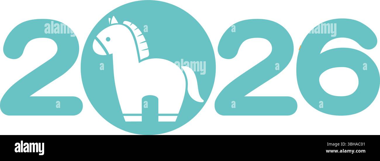 The Year 2026, Year Of The Horse, New Year’s Greeting Symbol With A ...