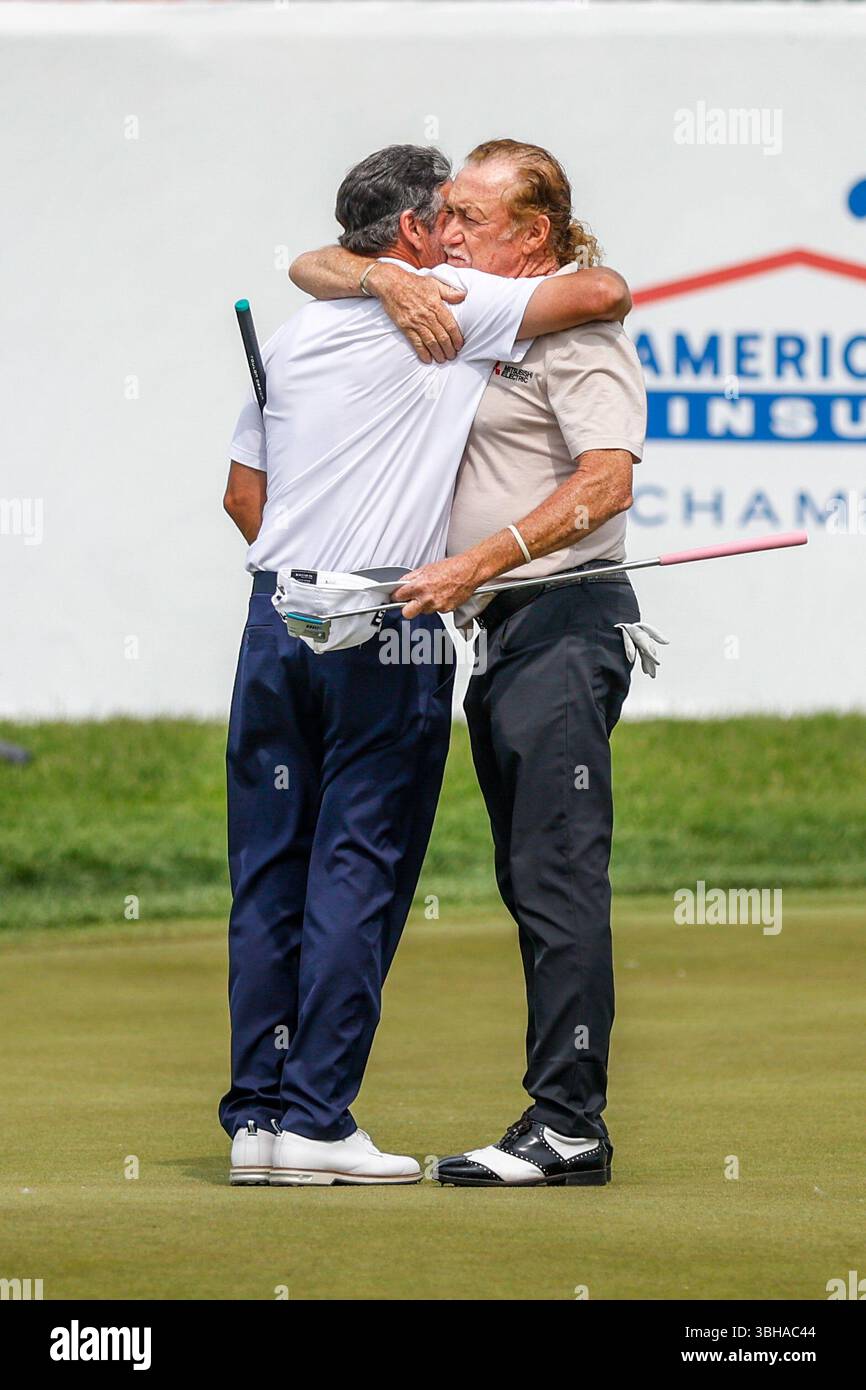 MADISON, WI - JUNE 08: José María Olazábal from Spain and Miguel Ángel ...