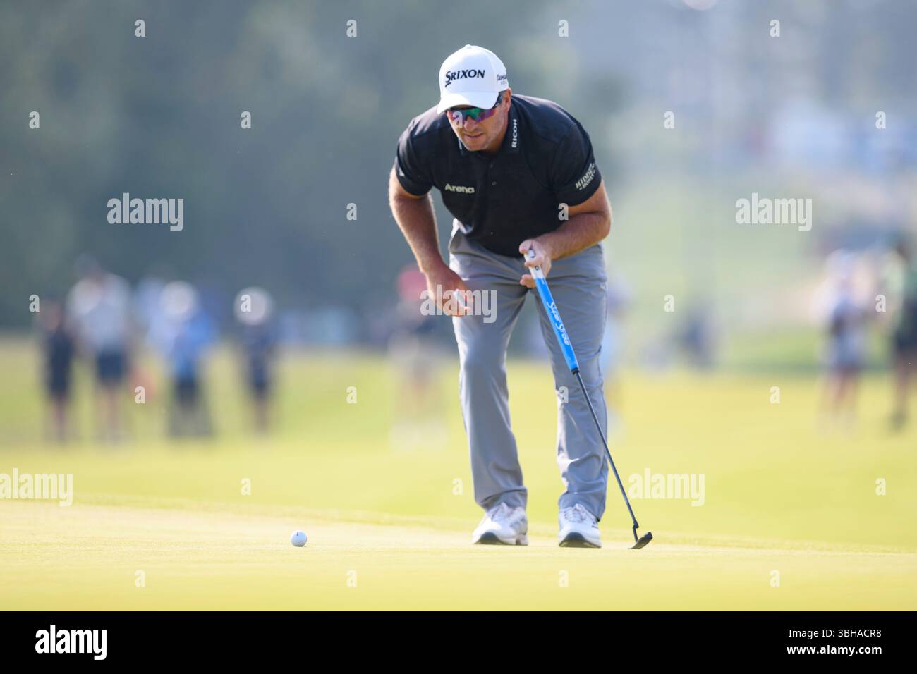 CALEDON, ON - JUNE 08: Ryan Fox of New Zealand lines his putt on the ...