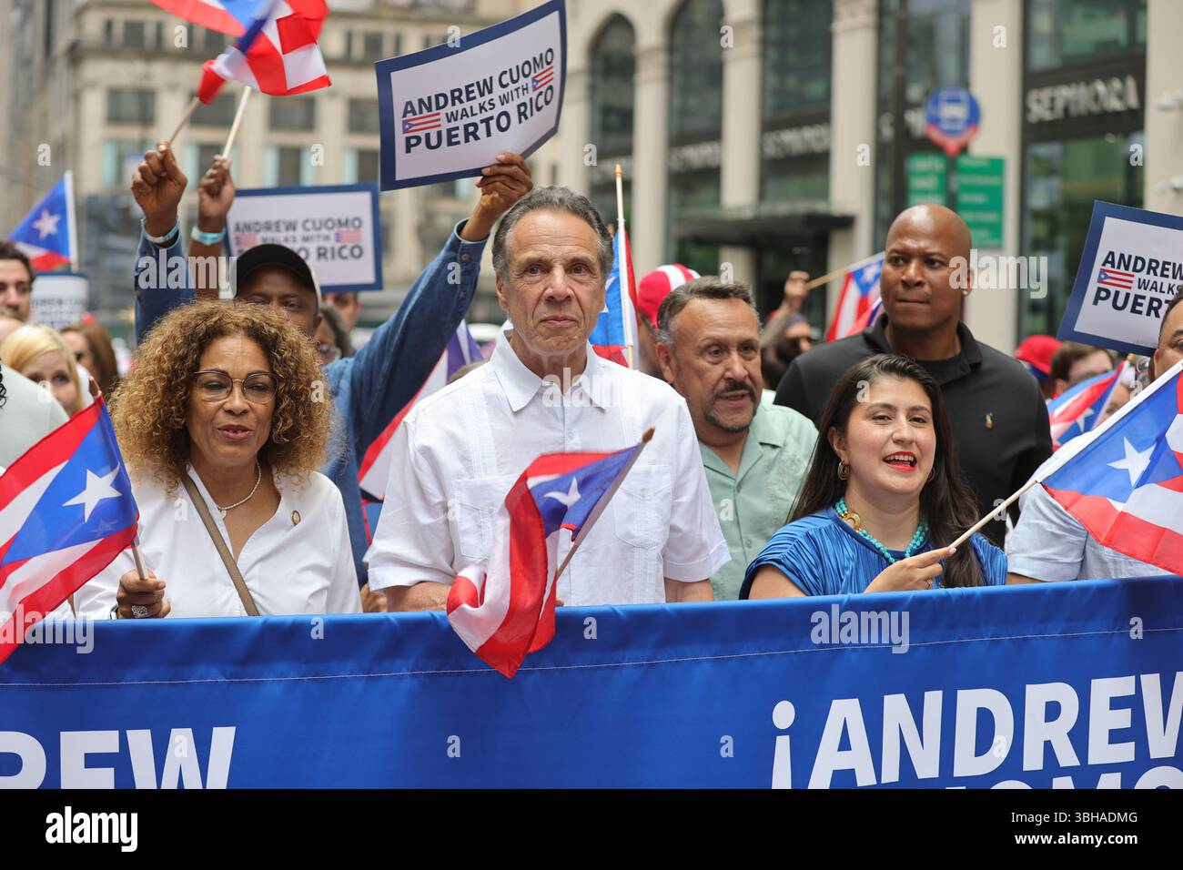 NEW YORK, NEW YORK - JUNE 08: Democratic mayoral candidate Andrew Cuomo ...