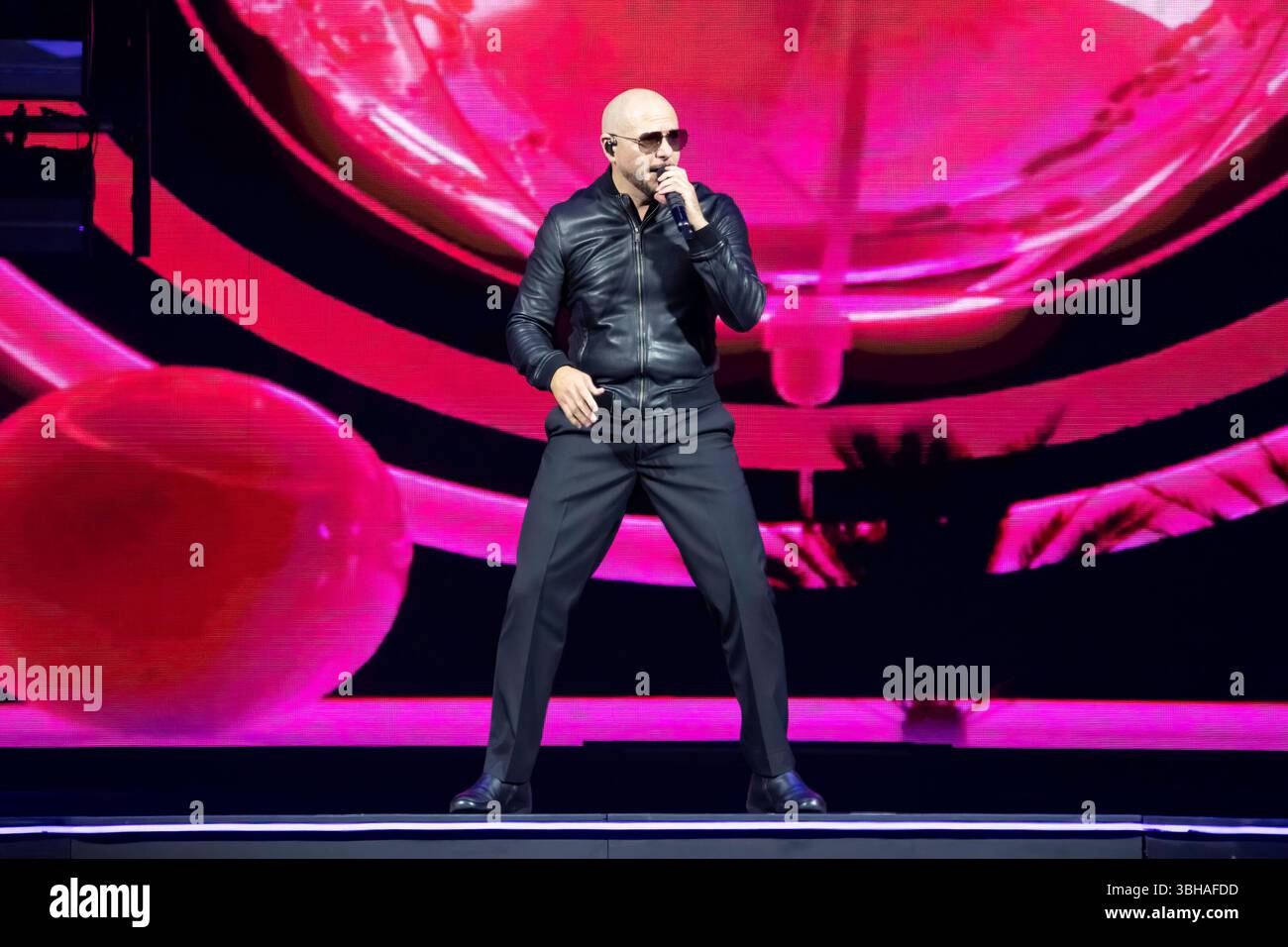 Manchester, England, 8th June, 2025. Pitbull playing Co-op Live in ...