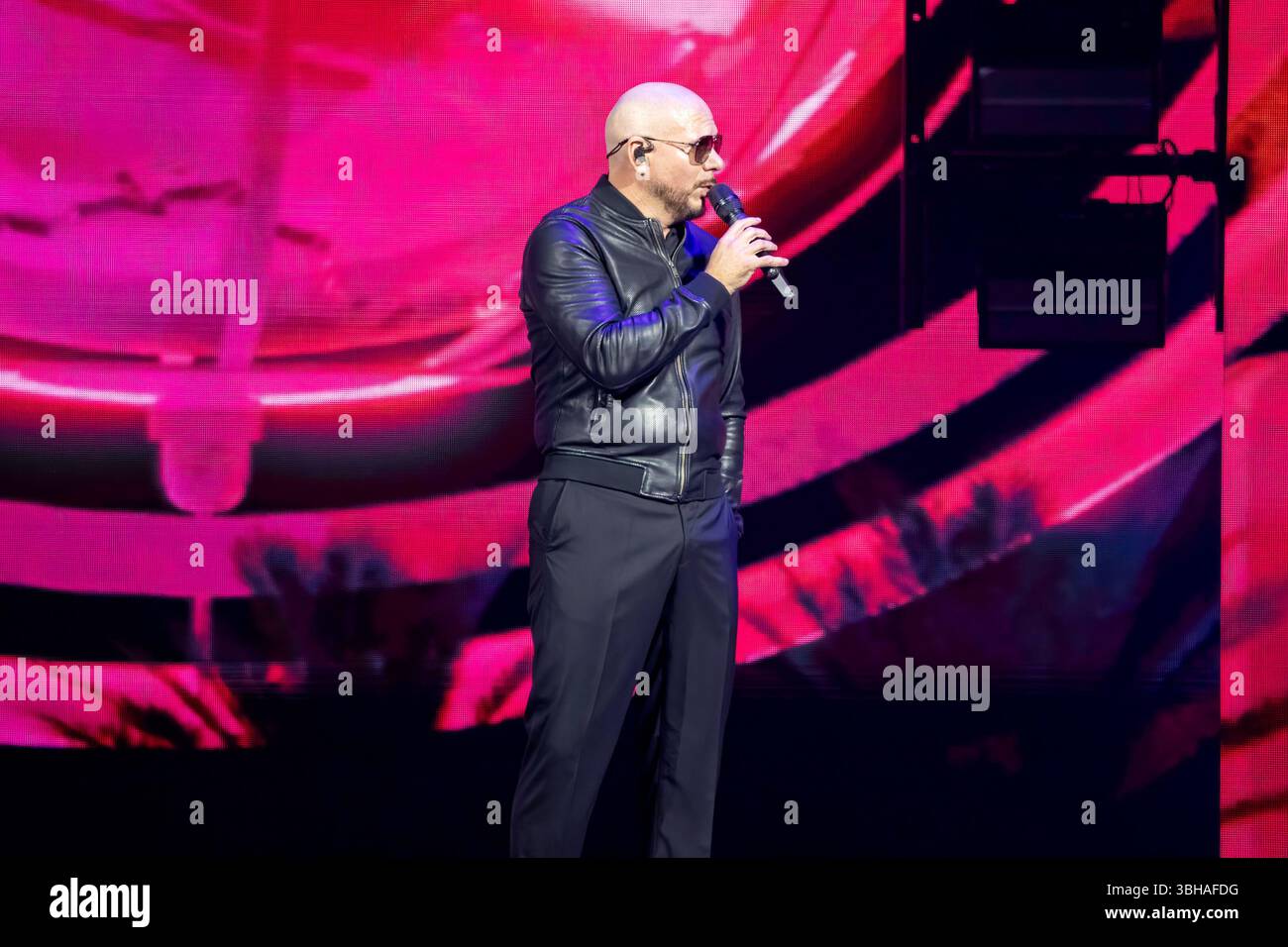 Manchester, England, 8th June, 2025. Pitbull playing Co-op Live in ...