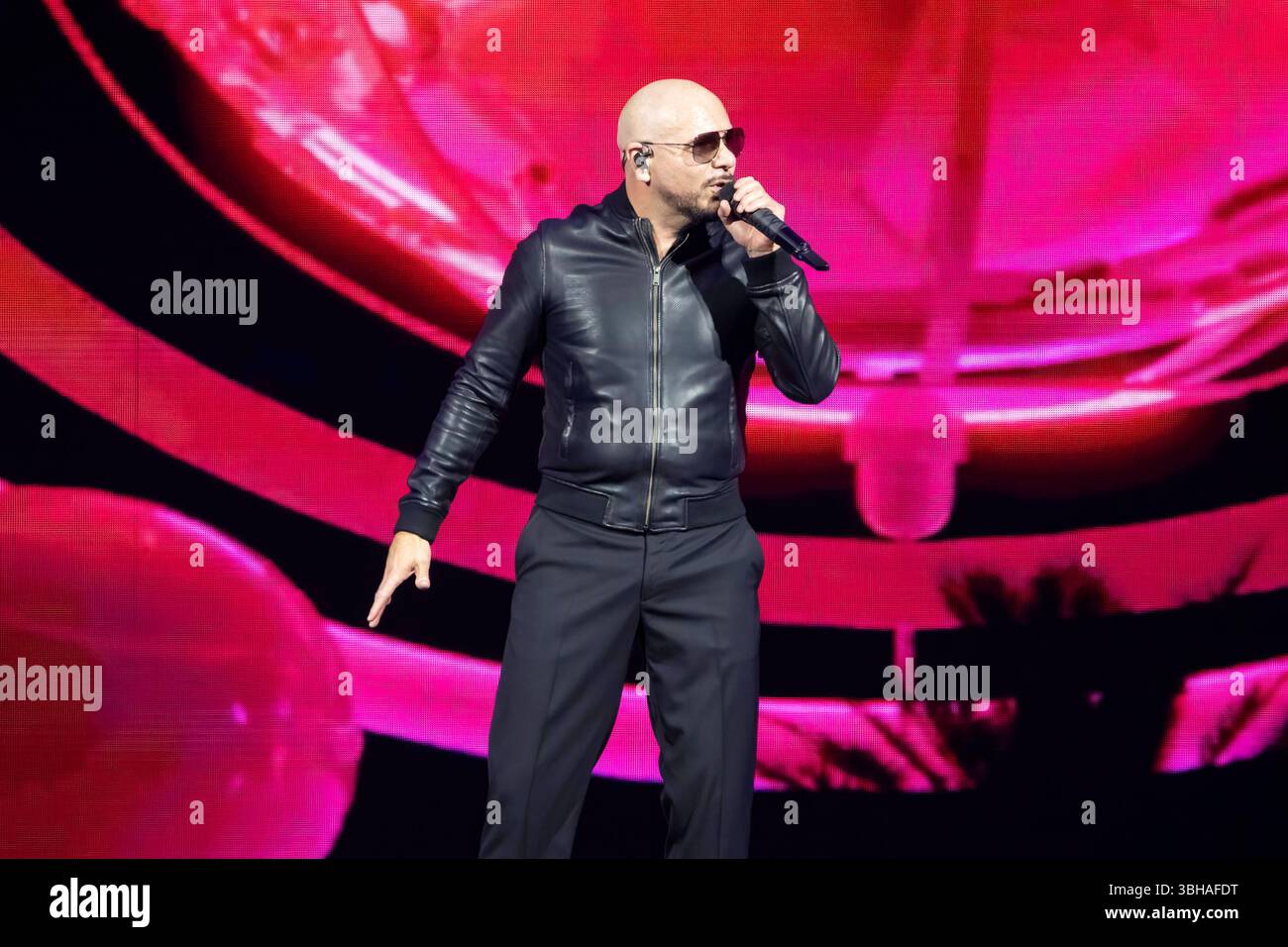 Manchester, England, 8th June, 2025. Pitbull playing Co-op Live in ...