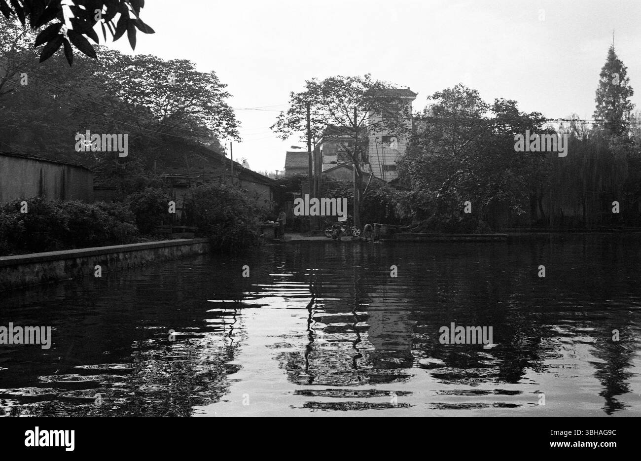 Traditional Chinese Rural Village Waterway Scene Late 2000s Zhejiang ...